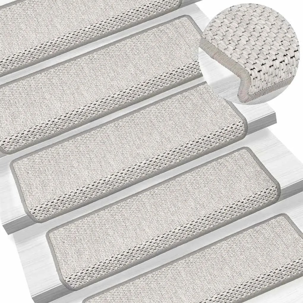 Samolepicí rohože na schody Sisal-Look 30 ks 65x21x4 cm Platina 3365882