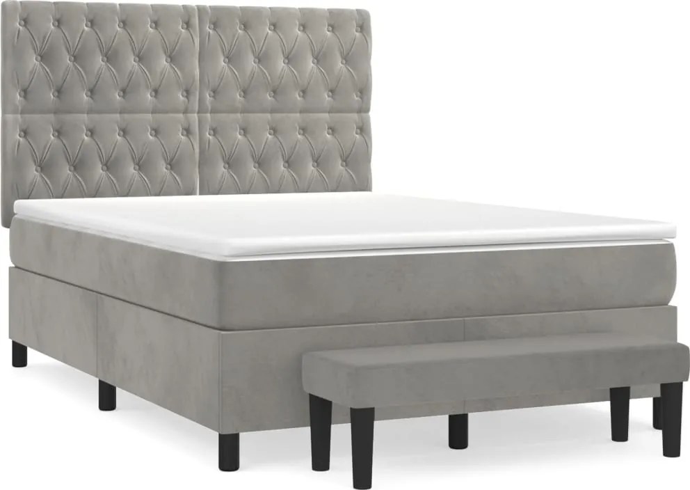 Box spring postel s matrací světle šedá 140x190 cm samet 3138019