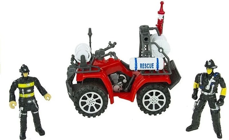 LEAN Toys Velká sada hasičů: hasičské auto, figurky, čtyřkolka, přilba pro děti