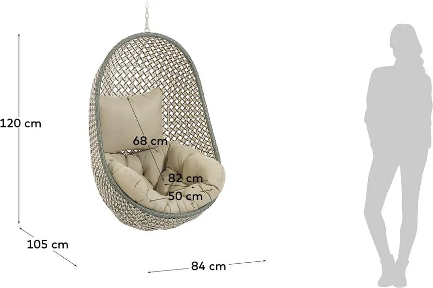 Závěsné zahradní křeslo Kave Home Damila