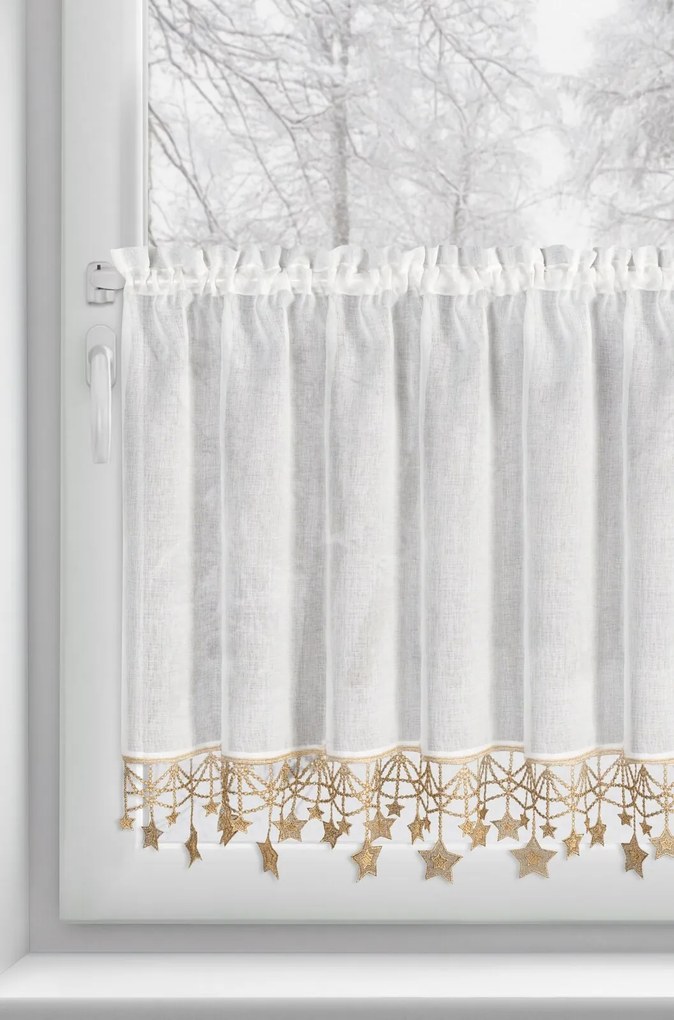 KRÁTKÁ VÁNOČNÍ ZÁCLONA NA PÁSCE XMAS 60X150 CM HVĚZDY