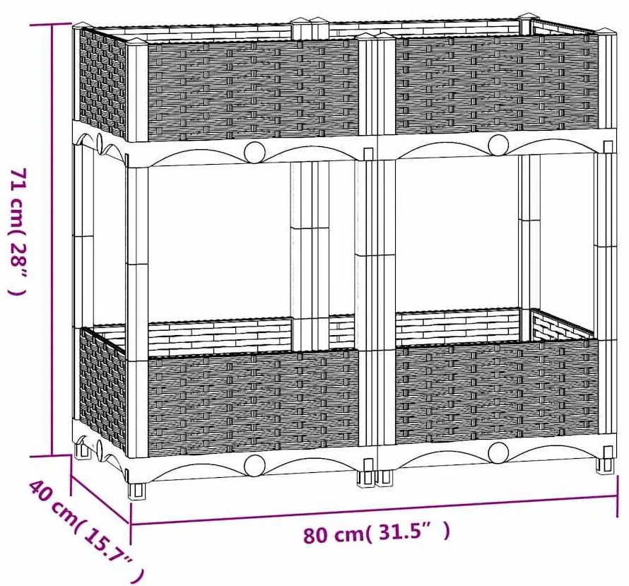 vidaXL Marketos Vyvýšený záhon 80 x 40 x 71 cm polypropylen