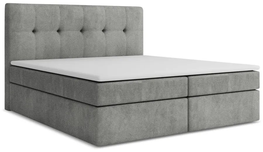Šedá boxspring postel s úložným prostorem 140x200 cm Palta – Makamii
