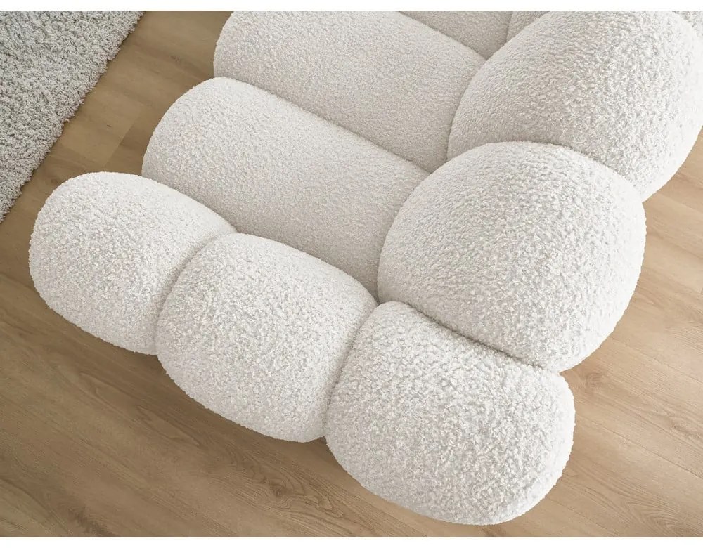 Bílá pohovka z textilie bouclé 232 cm Hippolyte – Bobochic Paris