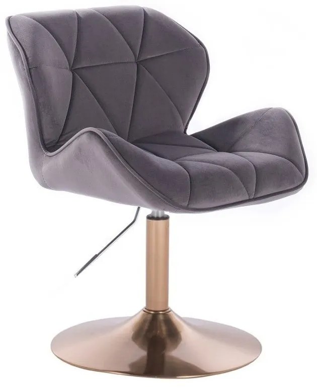 LuxuryForm DESIGN Otočná židle MILANO VELUR na zlatém talíři - tmavě šedá