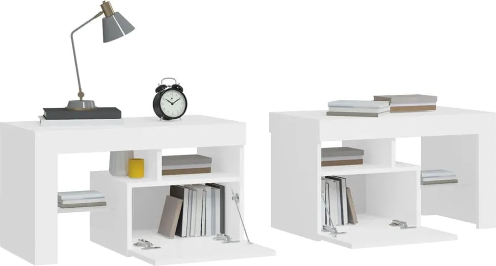Noční stolky 2 ks s LED osvětlením bílé 70 x 36,5 x 40 cm 3152770
