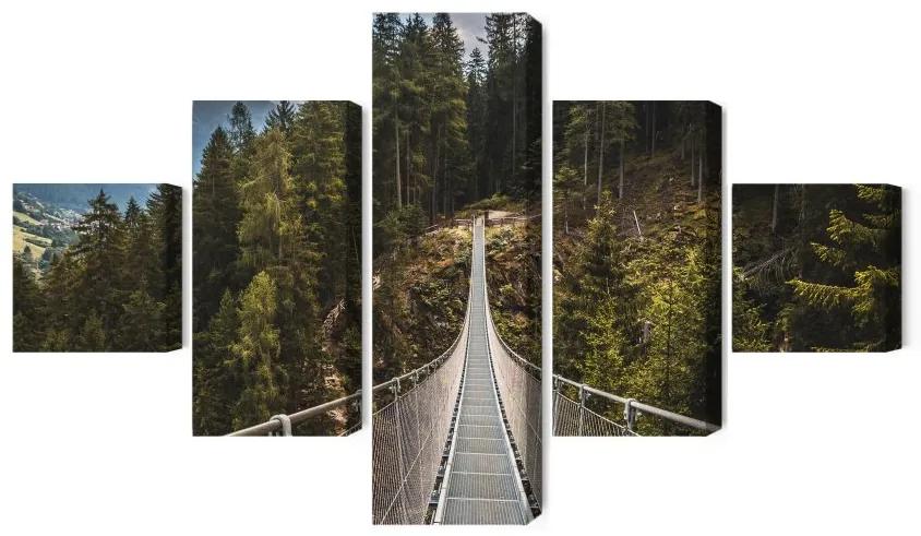 Vícedílný obraz Visutý Most V 3D Horském Lese Nedostatek Nedostatek Plátno Canvas 250x150