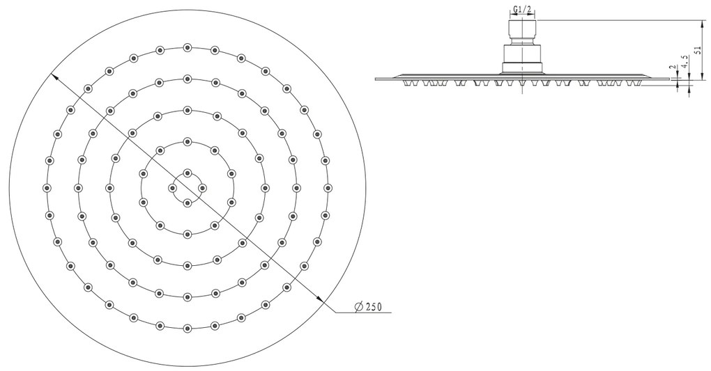 Sapho, SLIM hlavová sprcha, kruh, 250mm, nerez, MS574
