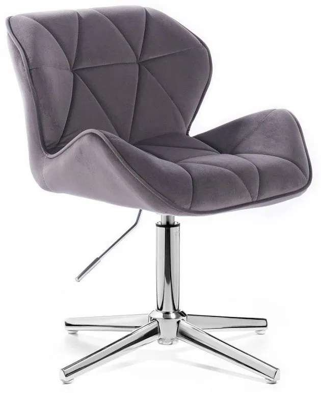 LuxuryForm DESIGN Otočná židle MILANO VELUR na stříbrném kříži - tmavě šedá