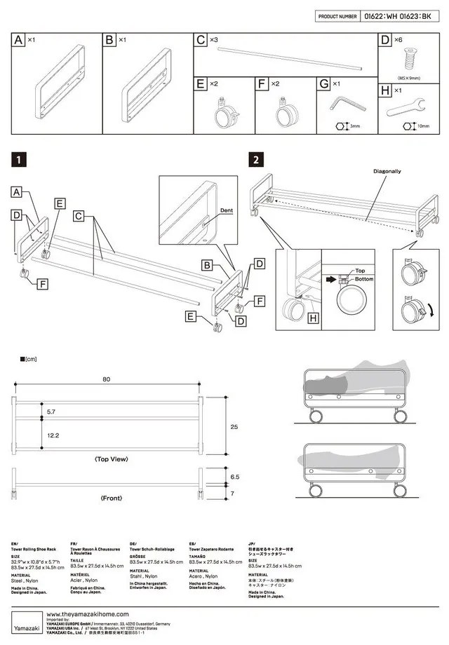 Bílý kovový stojan na boty 83,5x14,5x27,5 cm Tower – YAMAZAKI