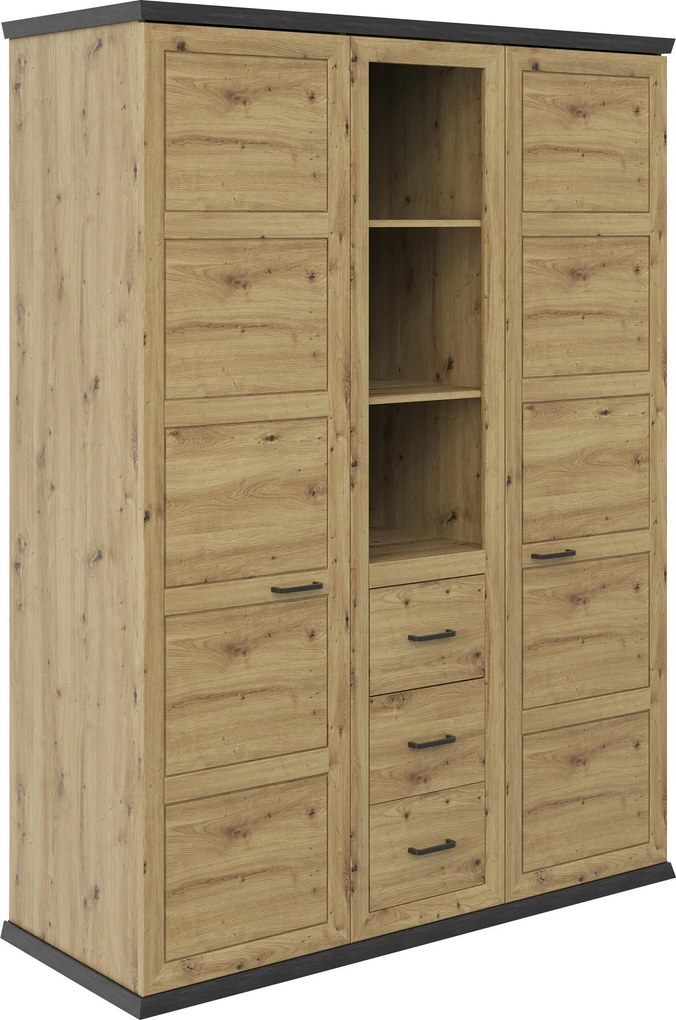 XXXLutz ŠATNÍ SKŘÍŇ S OTOČNÝMI DVEŘMI, barvy dubu, tmavě šedá, 154/209,2/60,2 cm Hom`in - Šatní skříně - 000003002927