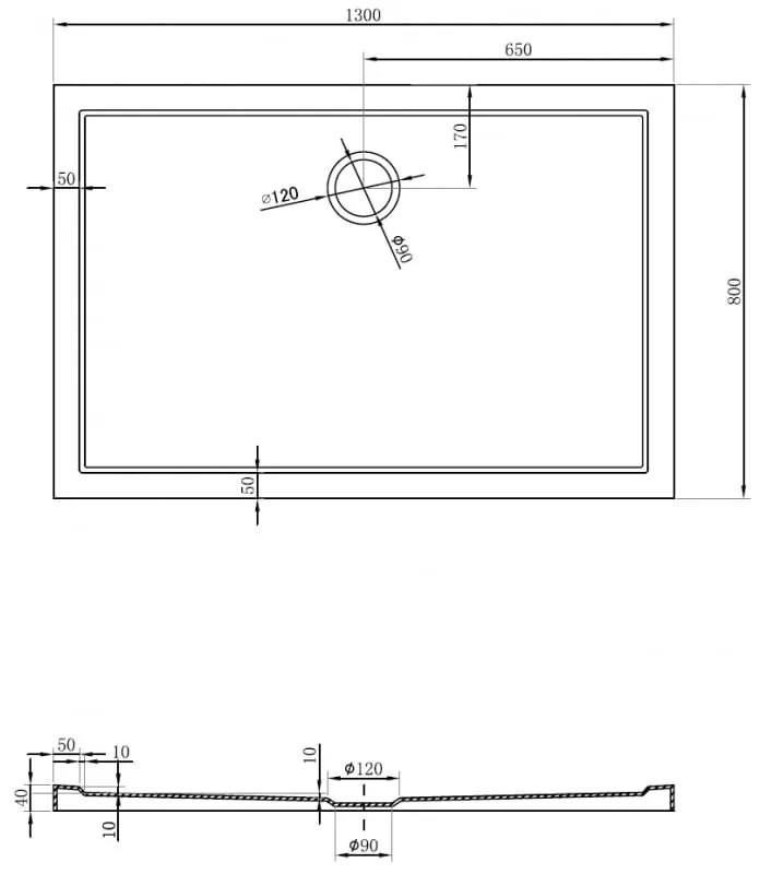 Mexen Flow, obdélníková sprchová vanička, slim, 80 x 130 cm, bílá lesklá, 46R108013