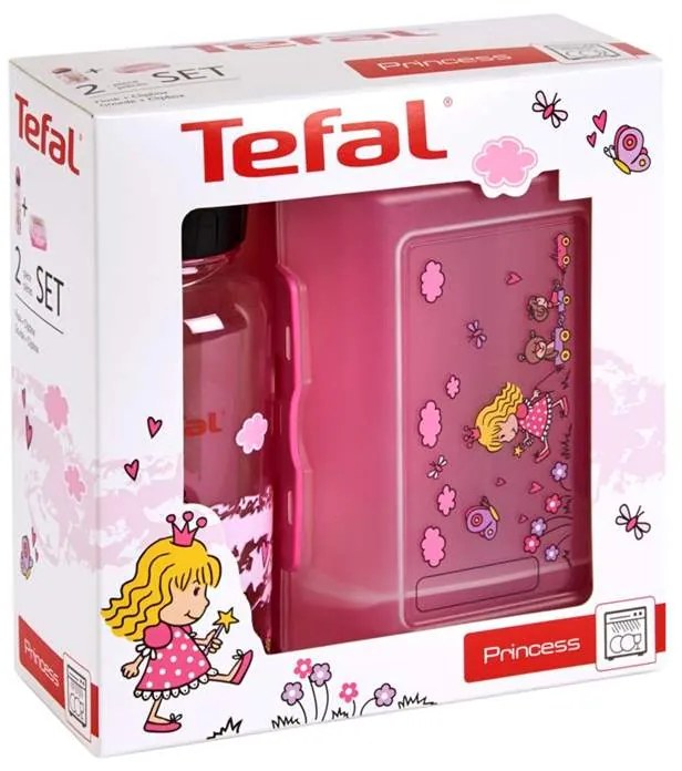 Dětský set Tefal KIDS K3169114 dóza plast + láhev tritan 0,4 l růžová princezna