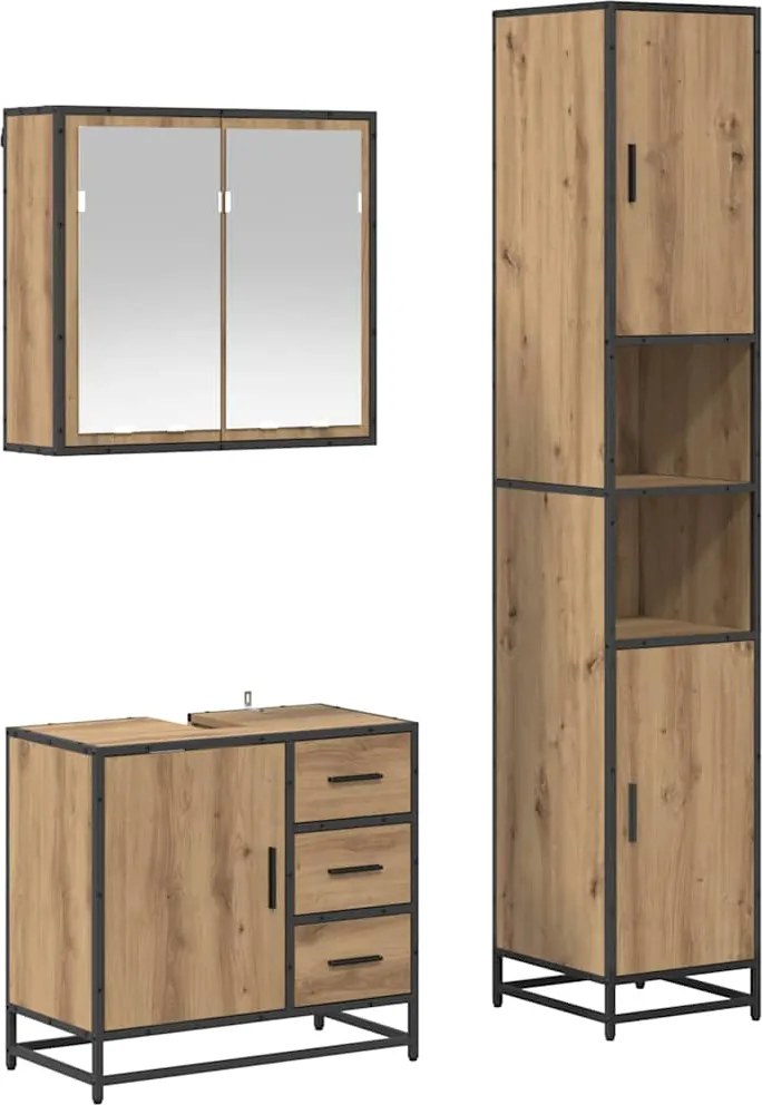 Sada koupelnového nábytku 3 ks Artisanový dub Kompozitní dřevo 3402534