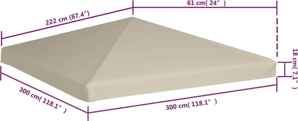 vidaXL Nepromokavá náhradní střecha na altán 310g/m² 3x3m [44782] Barva: Cihlová