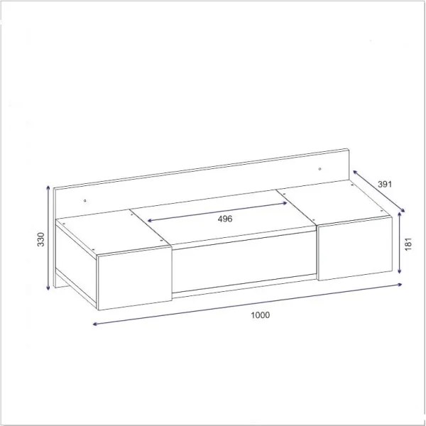 Toaletní stolek ZAKKUM 33x100 cm antracit