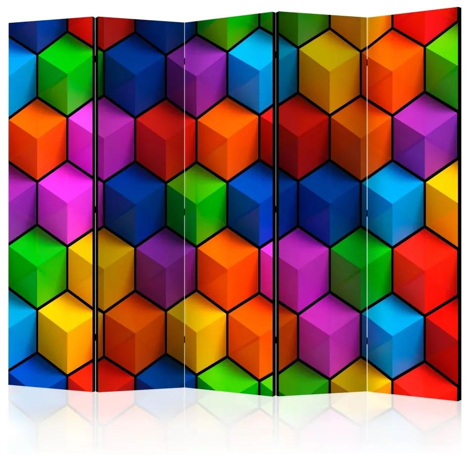 Paraván Colorful Geometric Boxes Dekorhome 135x172 cm (3-dílný)