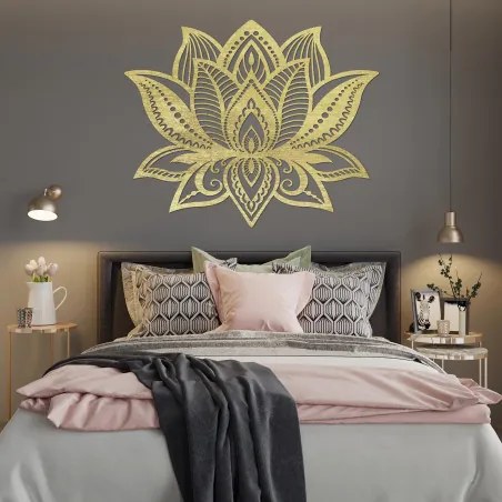 Dřevěný obraz lotosový květ - elegantní mandala světla | SENTOP PR0466