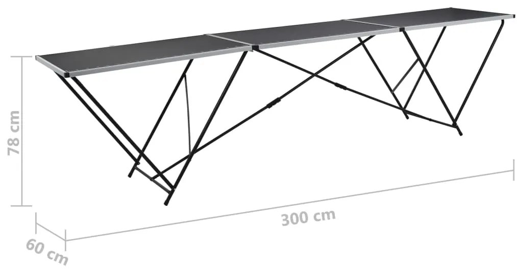 vidaXL Marketos Skládací tapetovací stůl MDF a hliník 300 x 60 x 78 cm