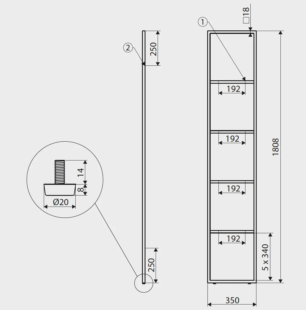 Gamet Policový rám SR17 černá matná