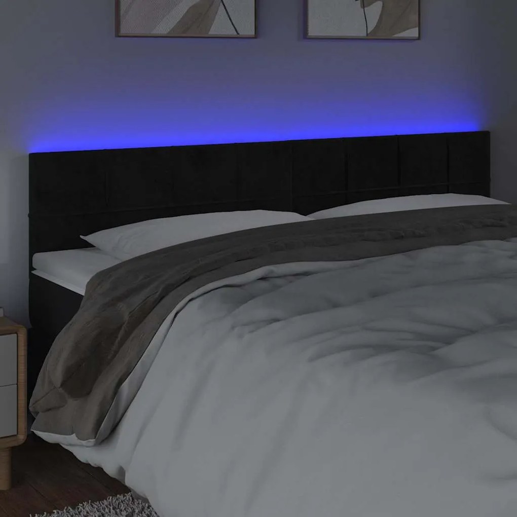 Čelo postele s LED černé 160x5x78/88 cm samet 3121668