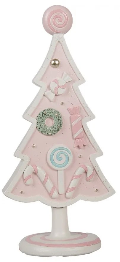 Pastelově růžová dekorace vánoční stromek Christmas Tree Pastello - 12*9*25 cm