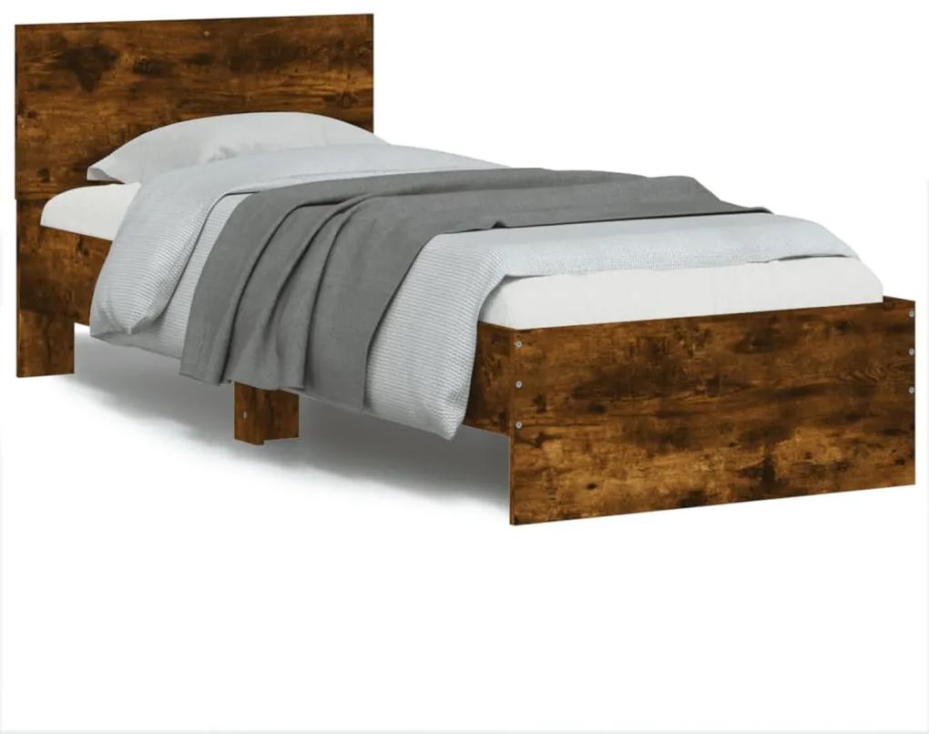 Rám postele s čelem kouřový dub 75 x 190 cm kompozitní dřevo