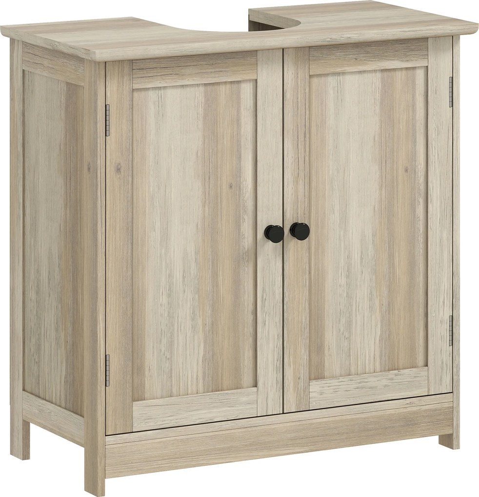 HOMCOM spodní skříňka pod umyvadlo, koupelnová skříňka se 2 dveřmi, nastavitelná přihrádka, odolná proti vlhkosti, 60 x 30 x 60 cm, Šedá