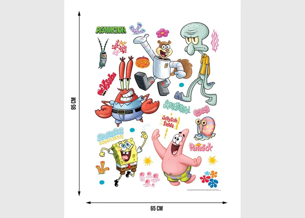 Dětská samolepka na zeď Spongebob Bikini Bottom | 65 x 85 cm | DDK2371