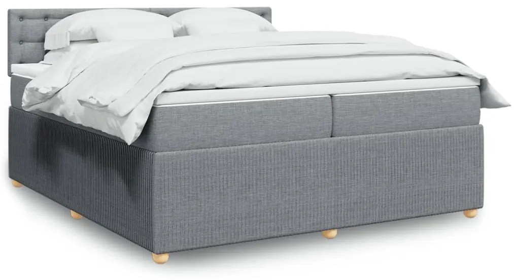 Box spring postel s matrací světle šedá 200 x 200 cm textil