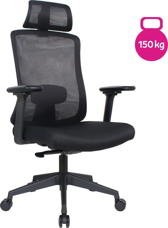 Ergonomická kancelářská židle PART - černá síťovina / nosnost 150 kg