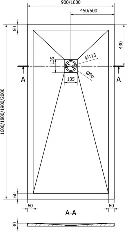 Mexen Stone+, obdélníková vanička z minerálního kompozitu 160 x 90 cm, bílá, bílá krytka, 44109016-W