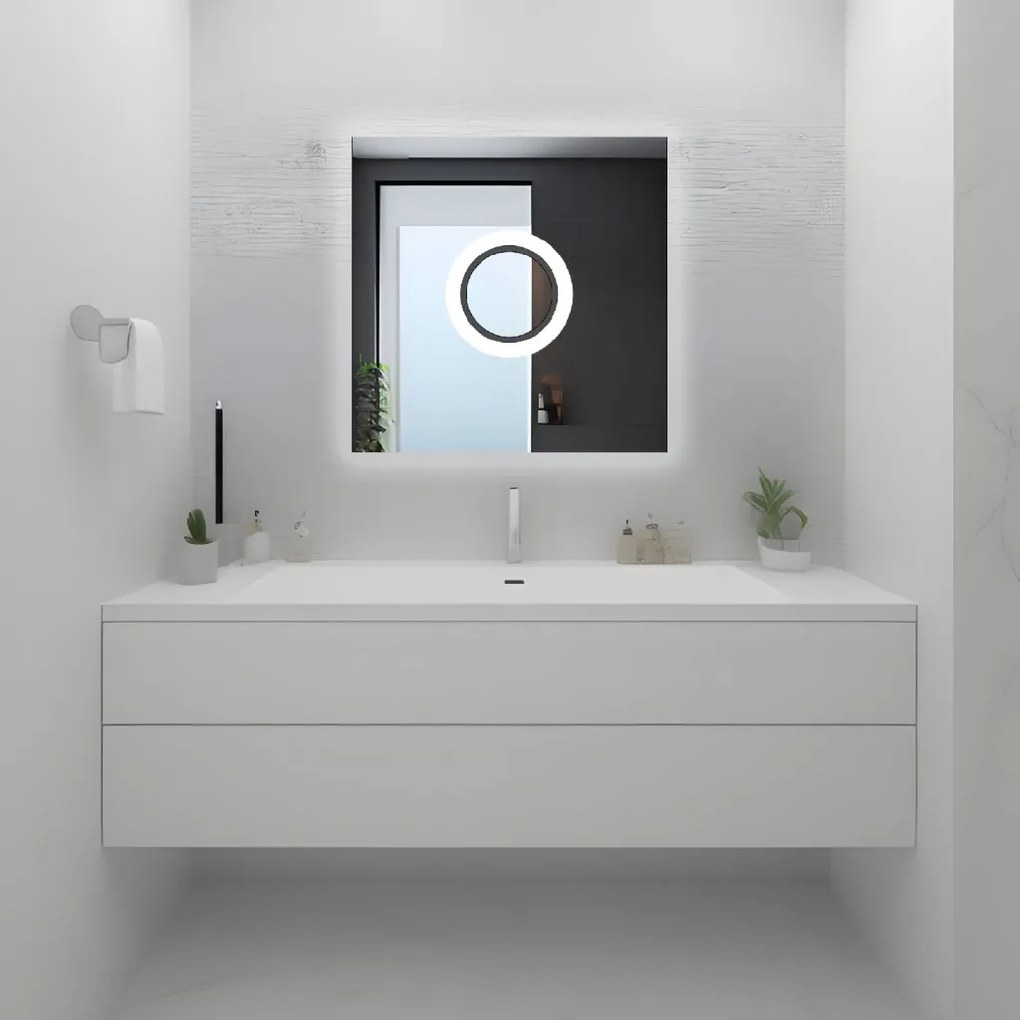 Tutumi Rea, čtvercové LED zrcadlo 60x60 s kulatým LED podsvícením YH-BL-12, HOM-01513