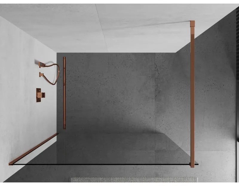 Mexen Kioto, sprchová zástěna 95x200 cm, 8mm čiré sklo, profil růžové zlato, 800-095-101-60-00