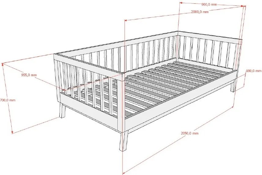 Béžová dětská postel z borovicového dřeva s roštem 90x200 cm Sezane – Vipack