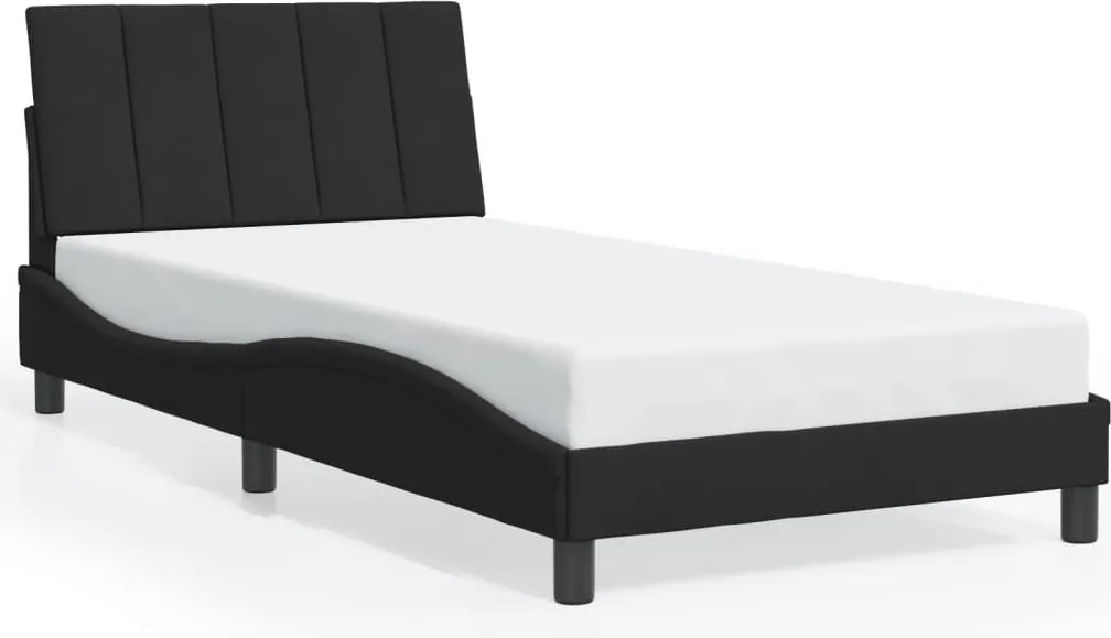 Rám postele s LED osvětlením bez matrace Hanko černý 100 x 200 cm samet 3213765