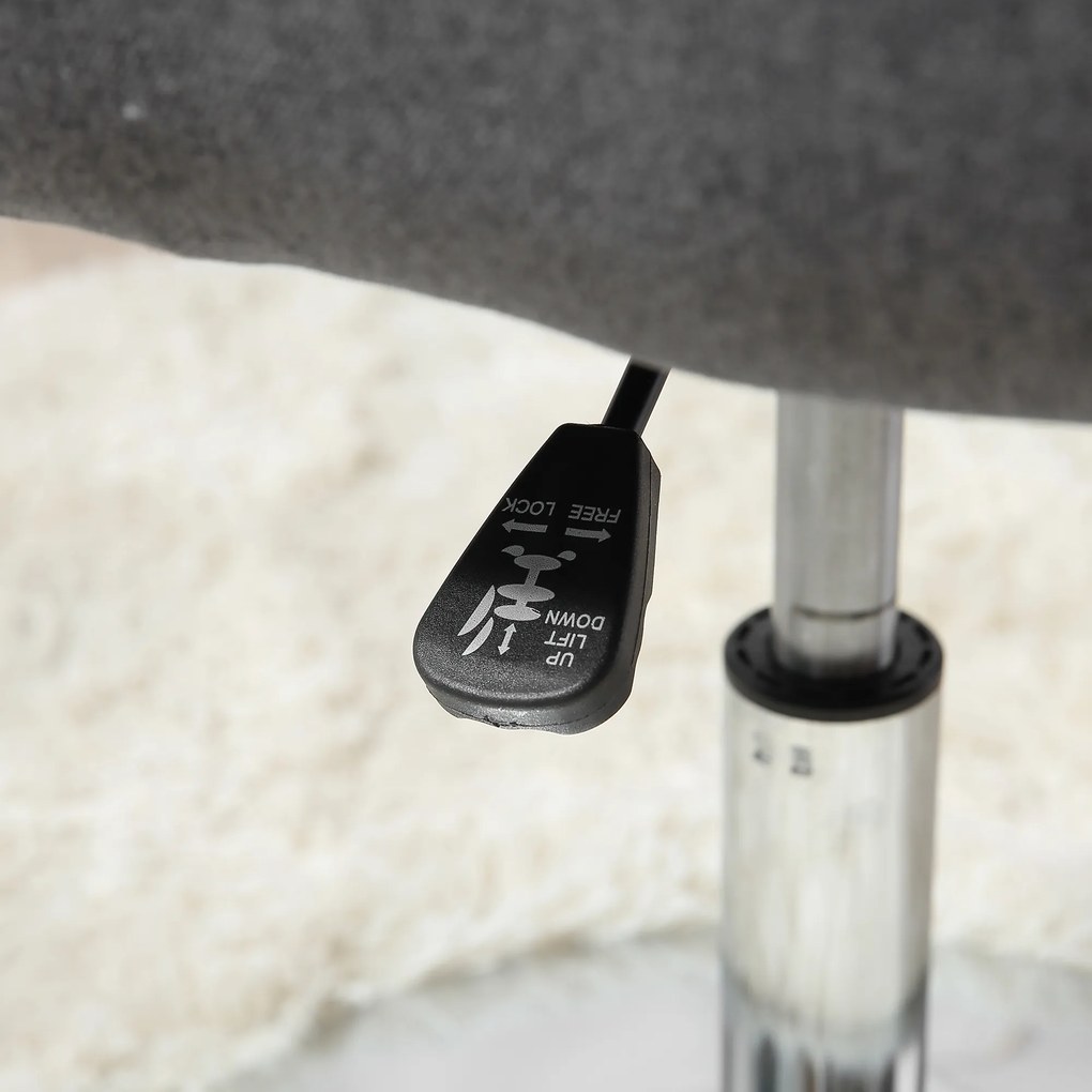 HOMCOM pracovní stolička otočná židle kancelářská židle výškově nastavitelná plátěná polyesterová ocel tmavě šedá 57 x 77,5-87 cm