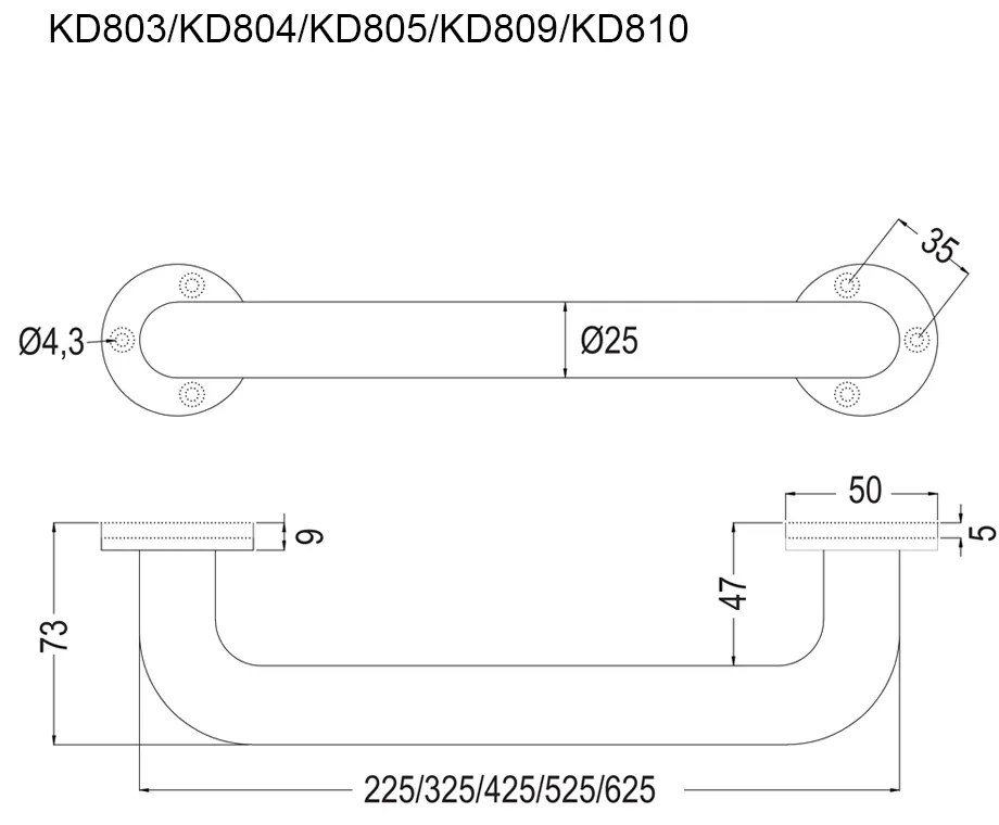 Mereo madlo rovné 60 cm nerez KD810