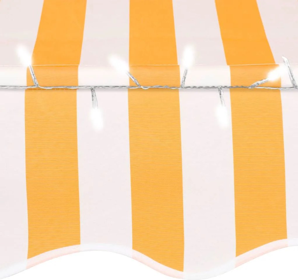 Ručně zatahovací markýza s LED světlem 300 cm bílooranžová 145859