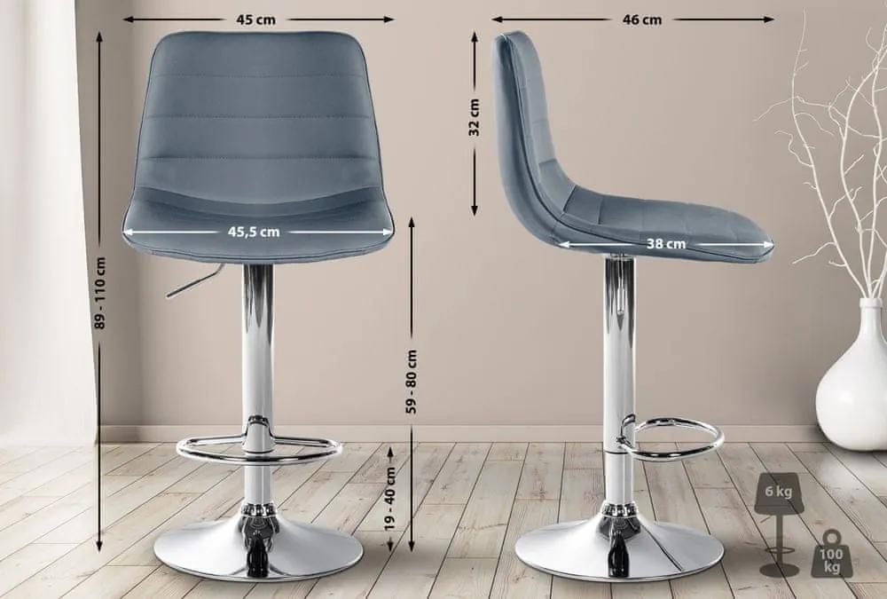 Bhm germany Barová židle Lex, syntetická kůže, chromová podnož / šedá