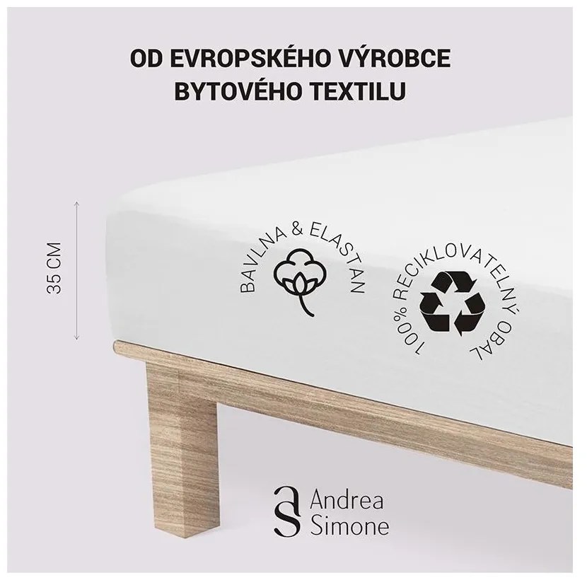 Andrea Simone Jersey Lycra prostěradlo Andrea Simone boxspring - Bright White (11-0601) 160 x 200