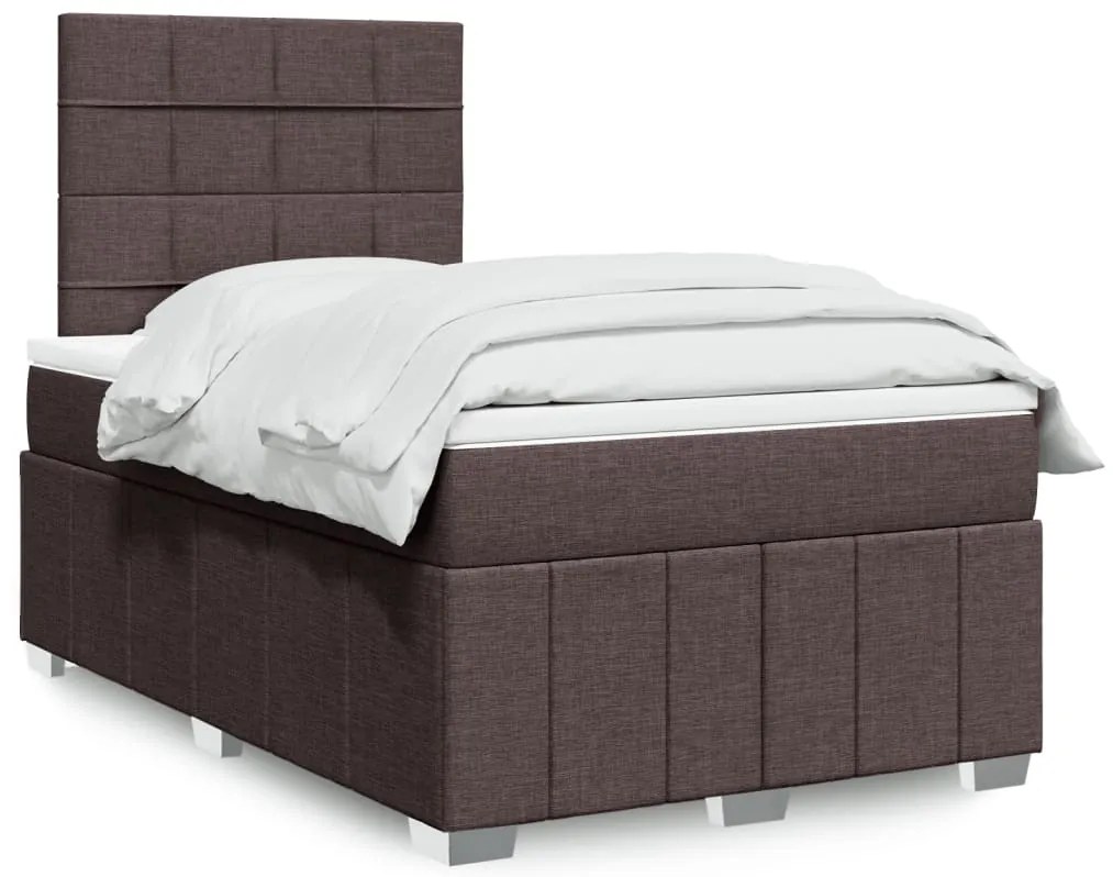 Box spring postel s matrací tmavě hnědá 120x190 cm textil