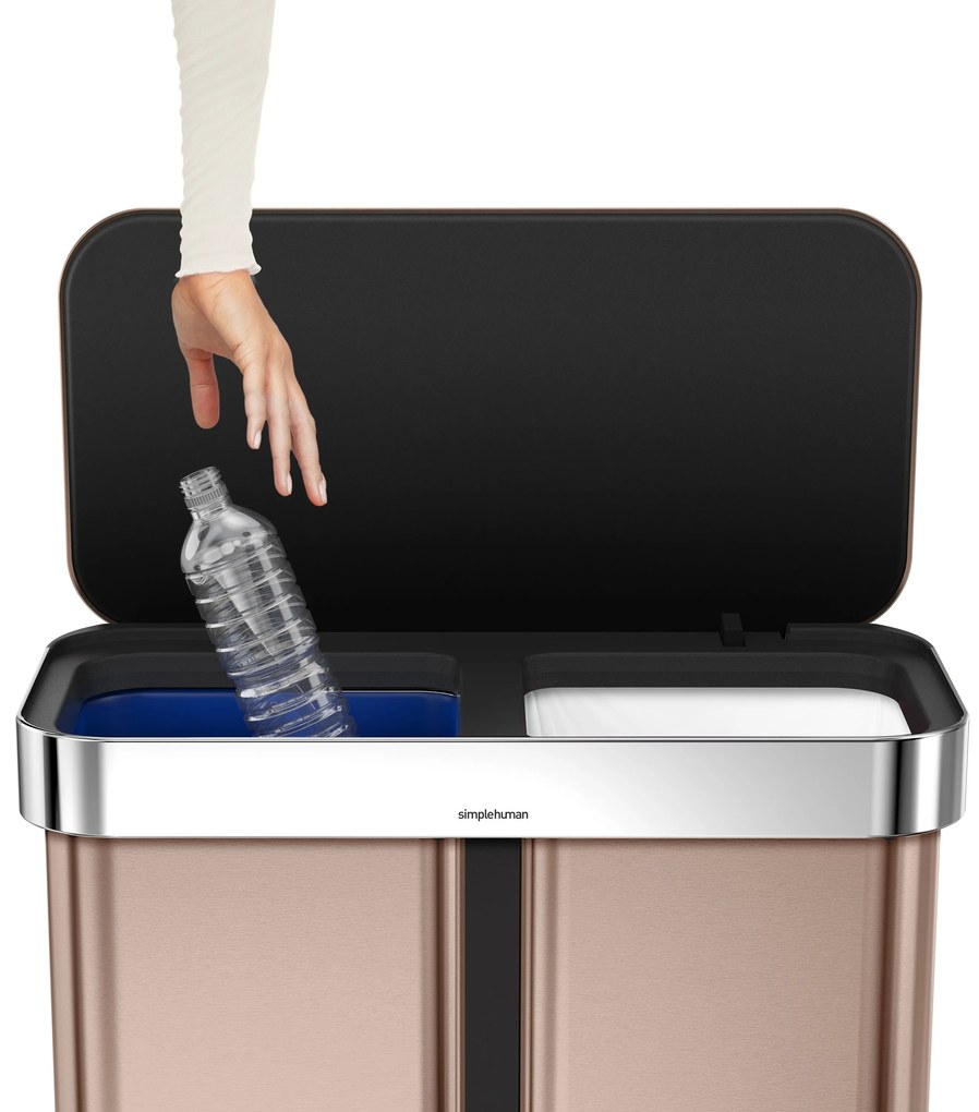 Pedálový odpadkový koš Simplehuman na tříděný odpad – 58l, bronzový - ROSE GOLD