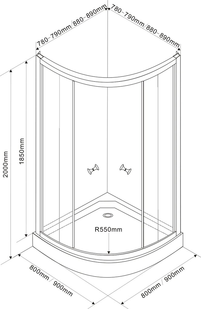Aqualine Arlen 80 x 80 x 185 cm BTR800 sprchový kout sklo BRICK Koupelny Bernold