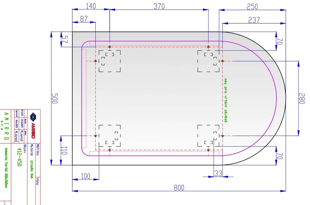 AMBIENTE PORTAL LED zrcadlo na chodbu do předsíně nástěnné do koupelny 412-450