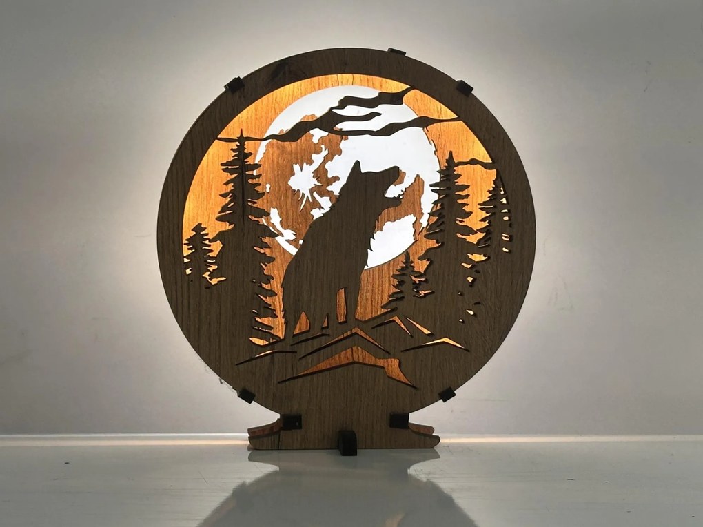 Li-Go "Vlk a měsíc" lampa 20x22cm provedení povrchu: bříza
