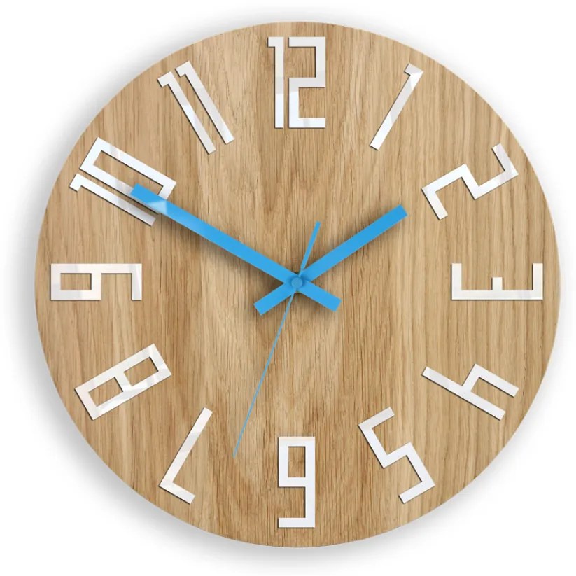 M.Clock Unikátní nástěnné dřevěné dubové hodiny 33,5cm různé barvy Barva: růžové