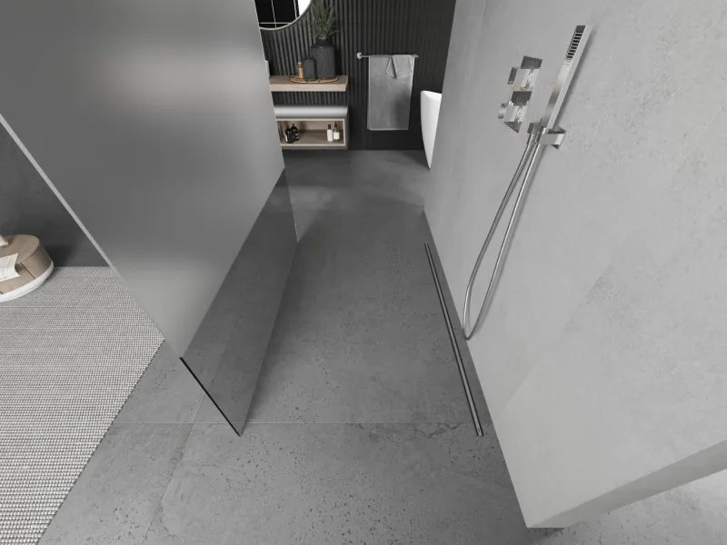 Mexen Kioto, průchozí sprchová zástěna 100 x 200 cm, 8mm čiré sklo/námraza, 2x chromová stabilizační rozpěra, 800-100-002-01-35