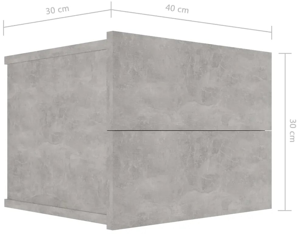 vidaXL Noční stolky 2 ks betonově šedé 40 x 30 x 30 cm dřevotříska