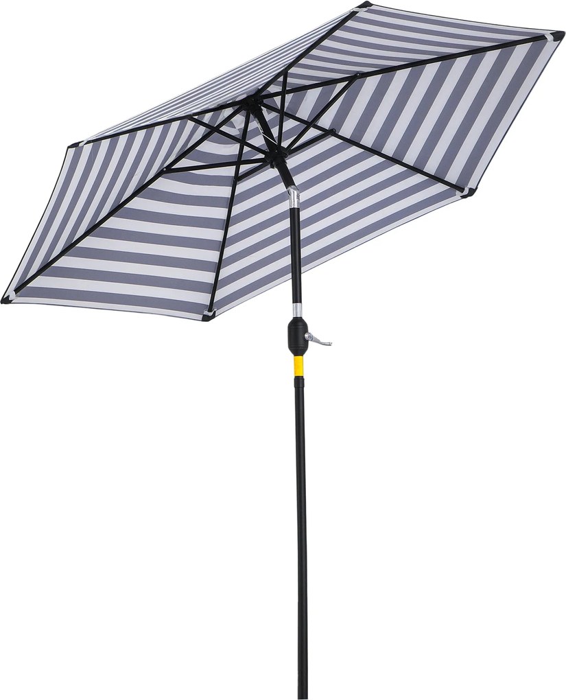 Outsunny Parasol Zahradní Slunečník Terasový Slunečník Kovový Rám Modro-Bílý Ø230 x 216 cm | Aosom